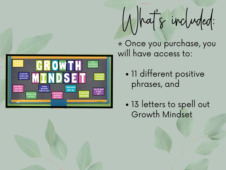 Growth Mindset Positive Phrases Bulletin Board - Etsy