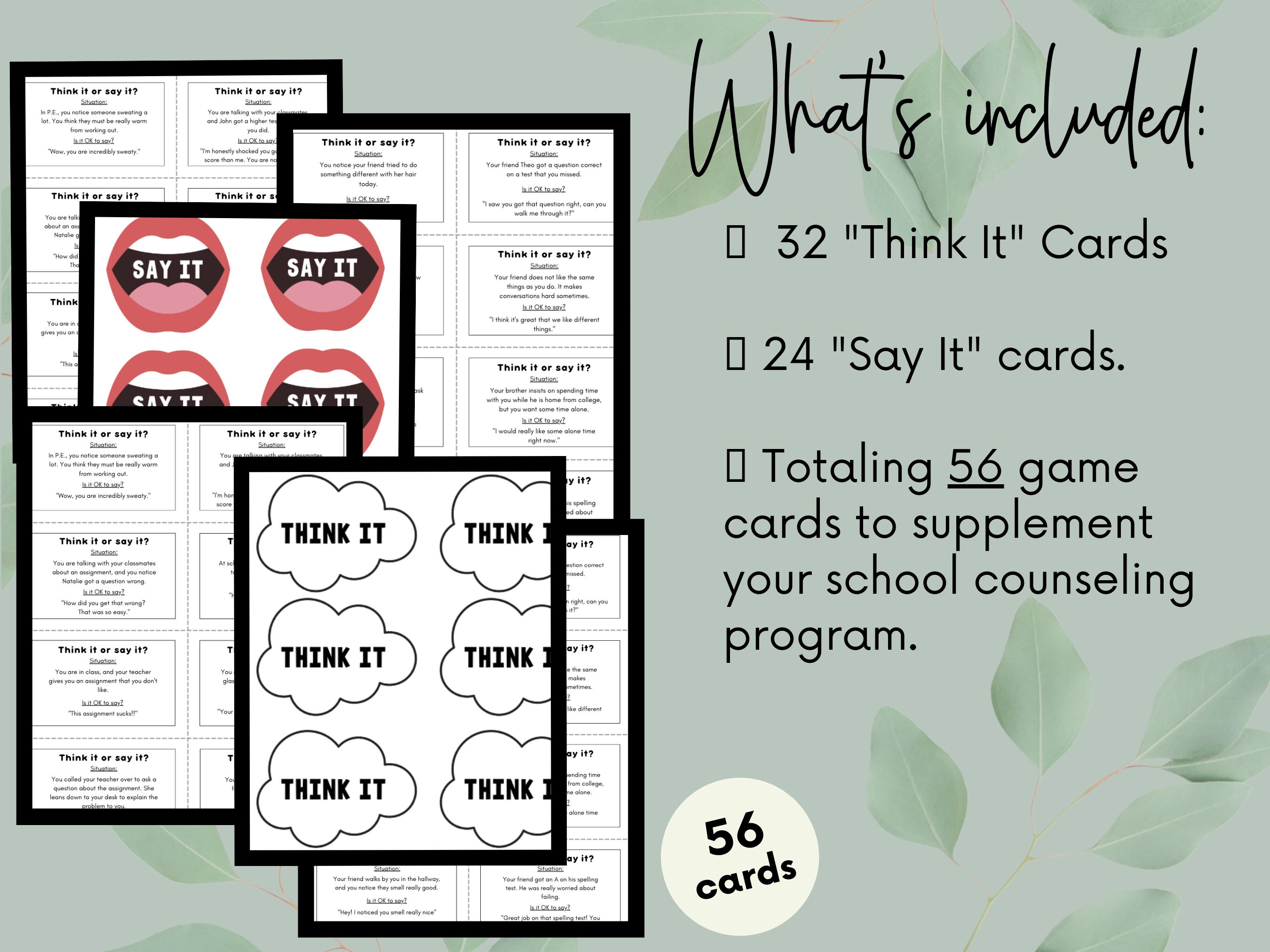 PRINTABLE Think It or Say It? Situation Card Game [SOCIAL FILTER] - Etsy