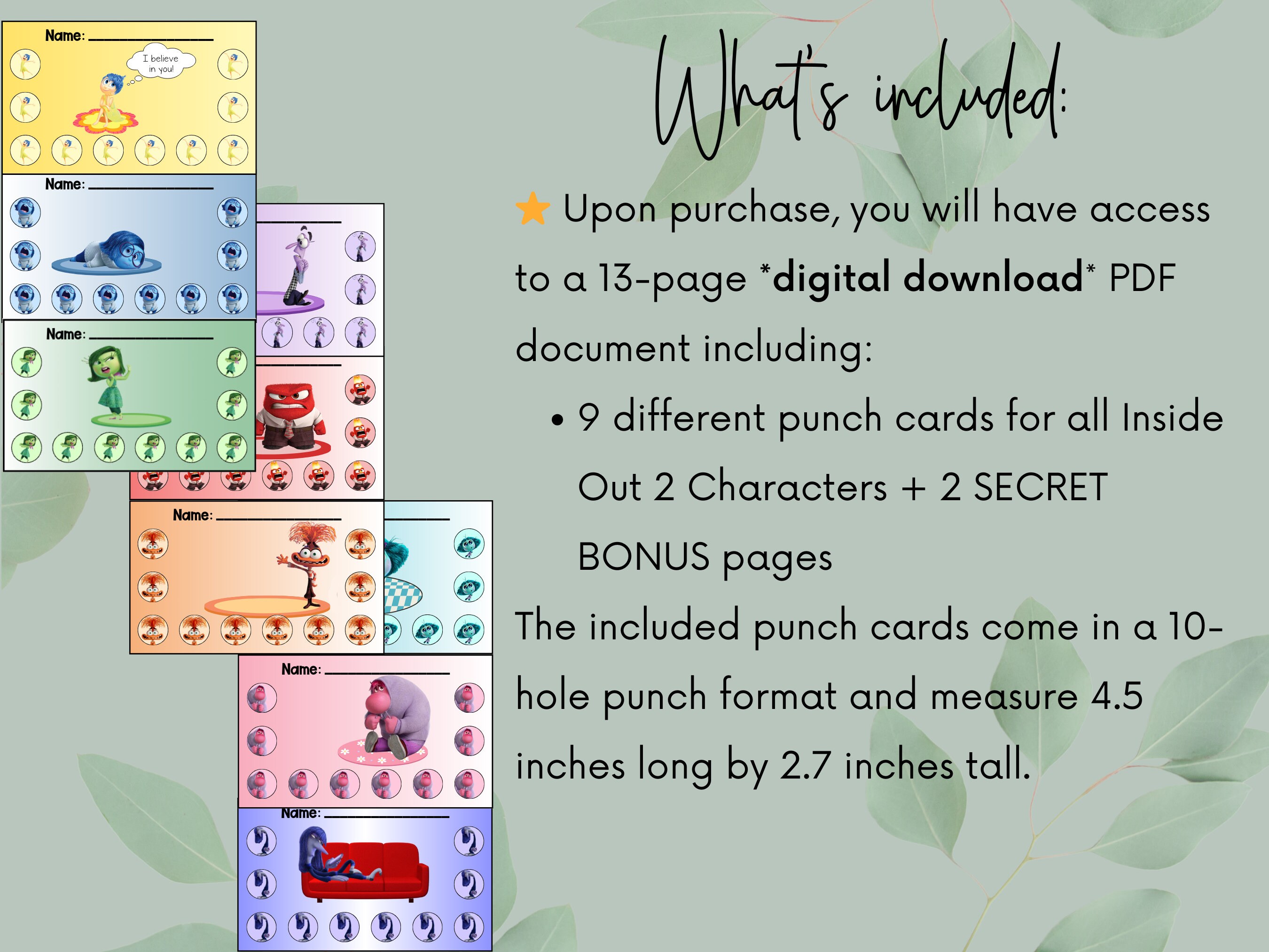 Inside Out 2 Reward Punch Cards - Positive Behavior, Incentives, Goal ...