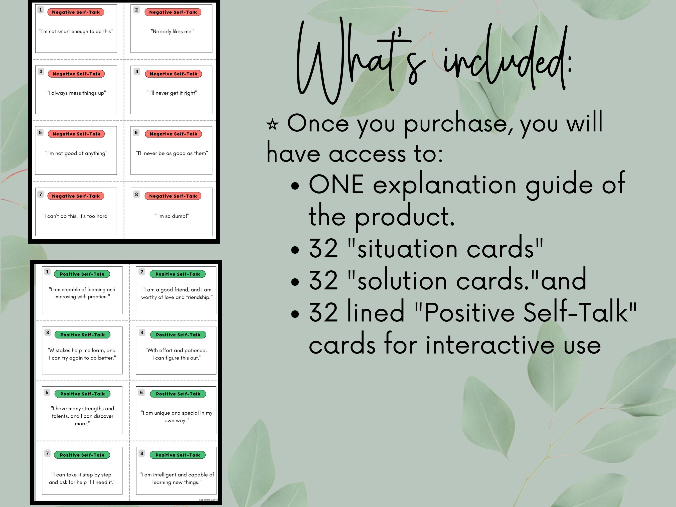 Reframing Thoughts: Negative to Positive Self Talk Discussion Cards ...