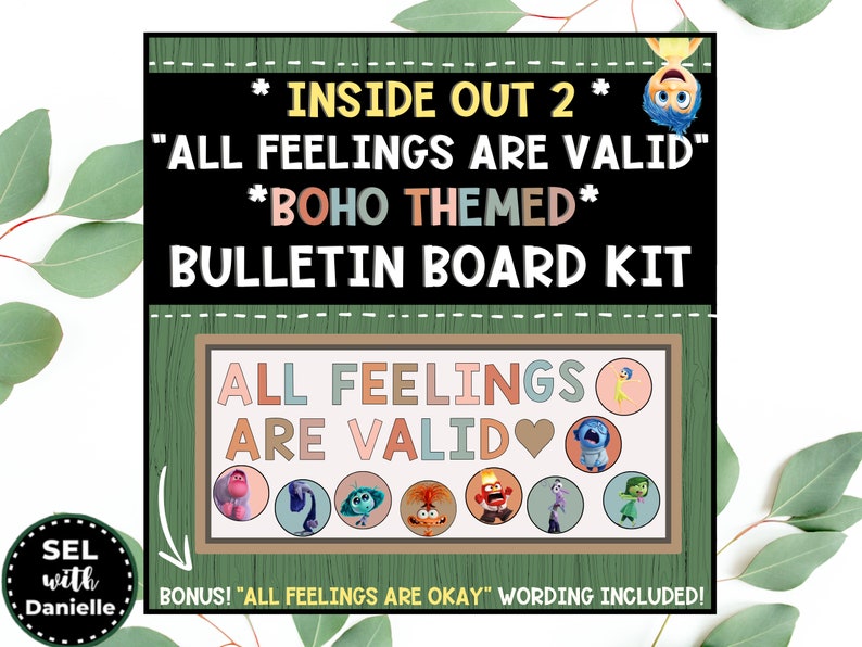 All Feelings Are Valid Boho Themed - Inside Out 2 Bulletin Board Kit - Etsy