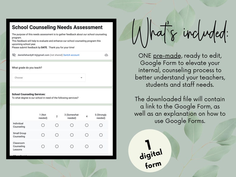 Digital School Counseling Needs Assessment - GOOGLE FORM - Etsy
