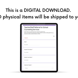 Digital Teacher and Staff Referral Form for School Counseling Services ...
