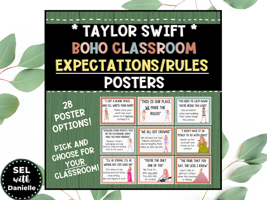 Taylor Swift *boho* Classroom Expectations and Rules Posters [BACK TO ...