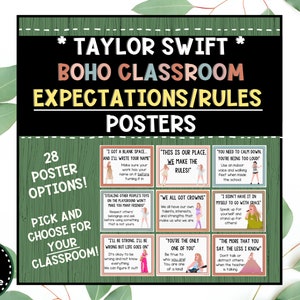 Taylor Swift *boho* Classroom Expectations and Rules Posters [BACK TO ...