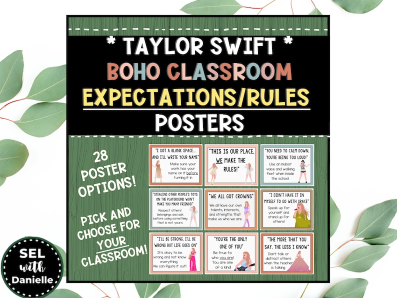 Taylor Swift *boho* Classroom Expectations and Rules Posters [BACK TO ...