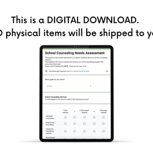 Digital School Counseling Needs Assessment - GOOGLE FORM - Etsy