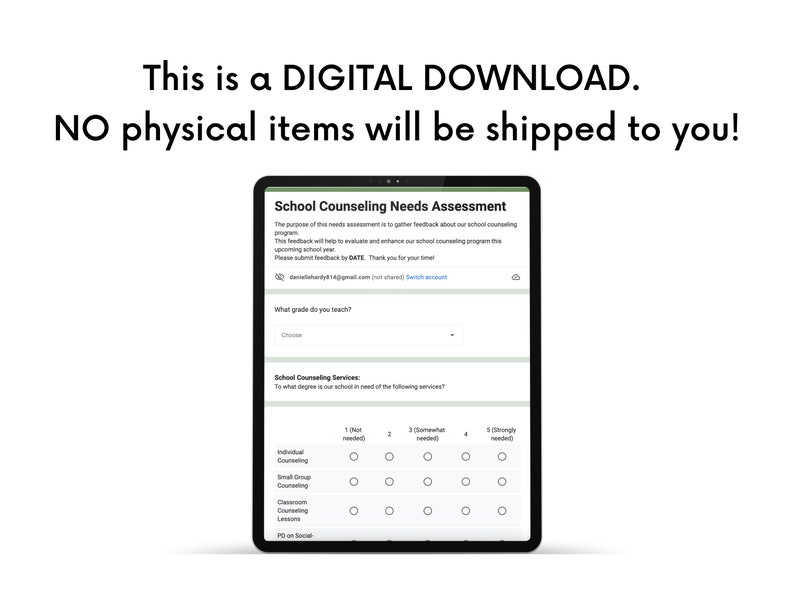 Digital School Counseling Needs Assessment - GOOGLE FORM - Etsy
