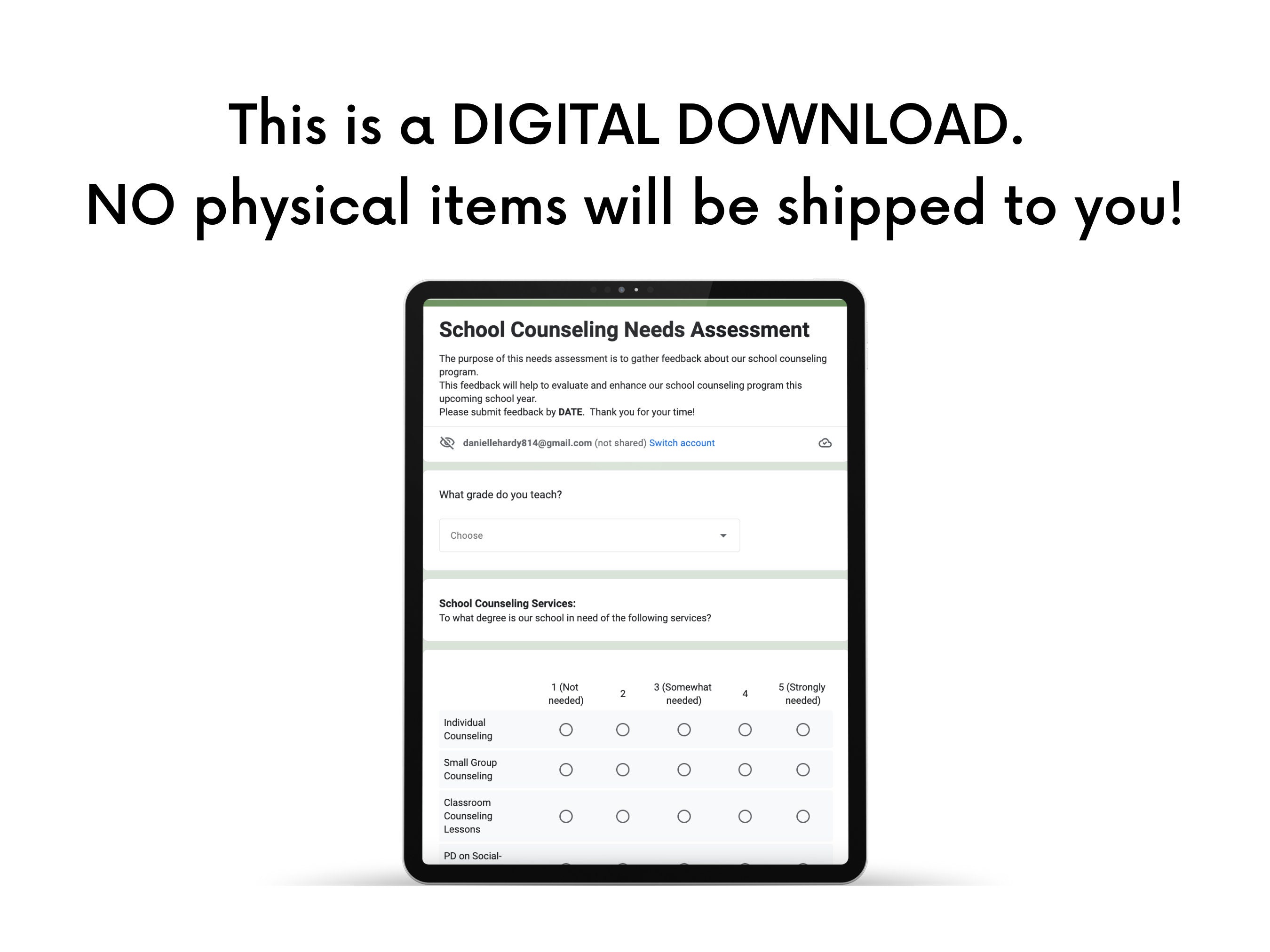 Digital School Counseling Needs Assessment - GOOGLE FORM - Etsy