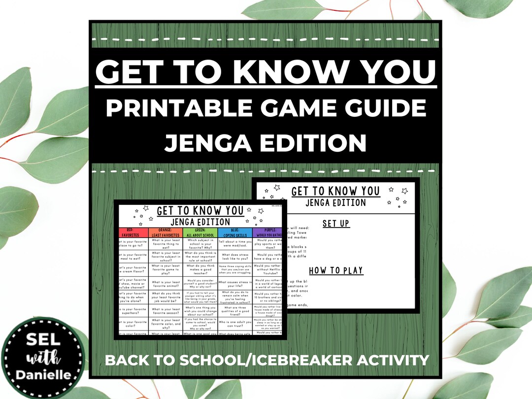 PRINTABLE Get to Know You Jenga/tumbling Towers Game Guide - [back to ...