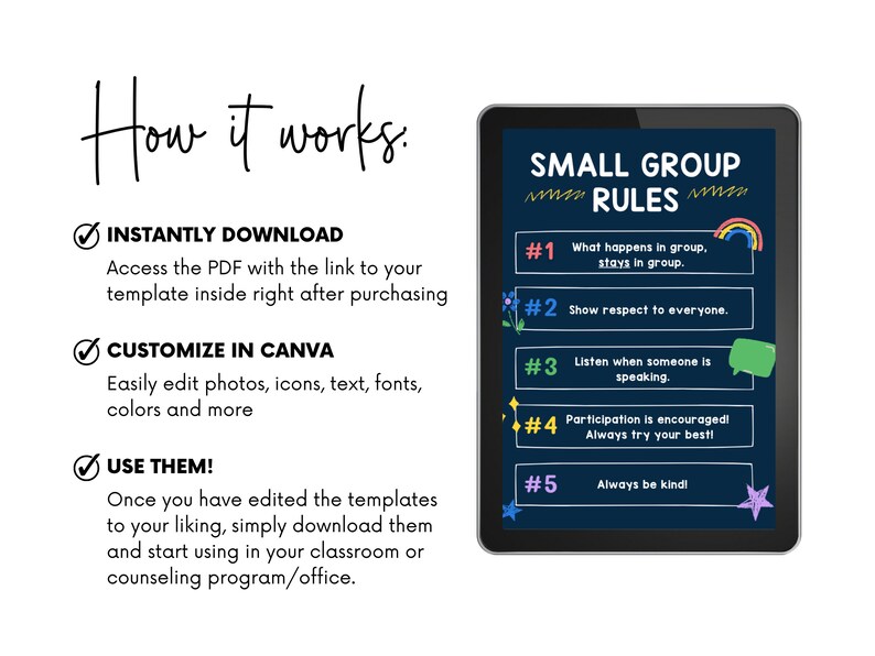 PRINTABLE School Counseling Small Group Rules and Contract + BONUS ...