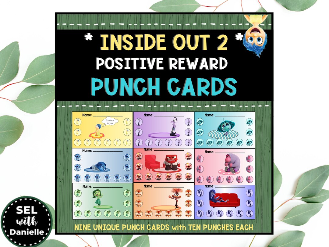 Inside Out 2 Reward Punch Cards - Positive Behavior, Incentives, Goal ...