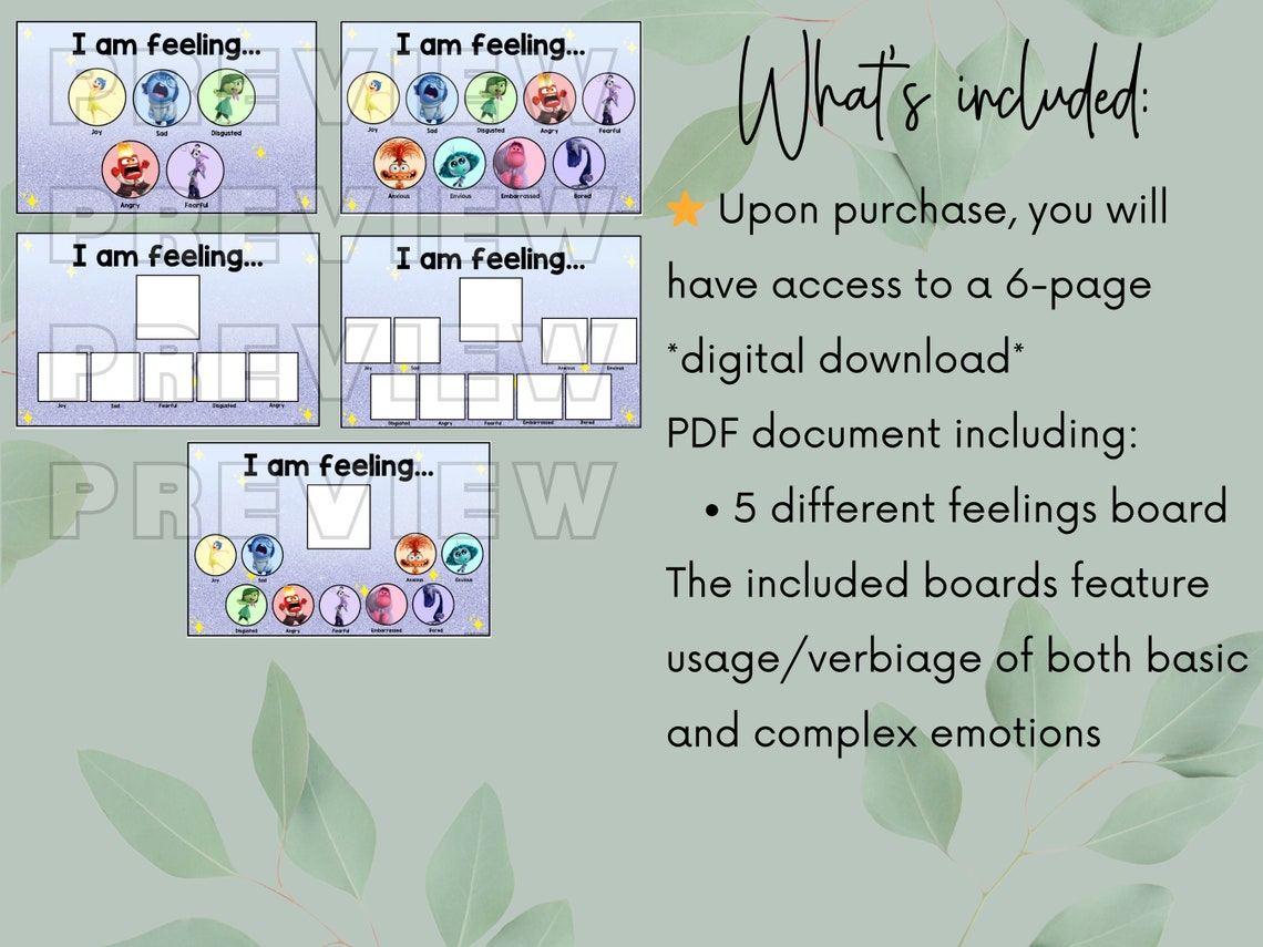 Inside Out 2 Feelings Board/visual Aid Aba/counseling/classroom ...