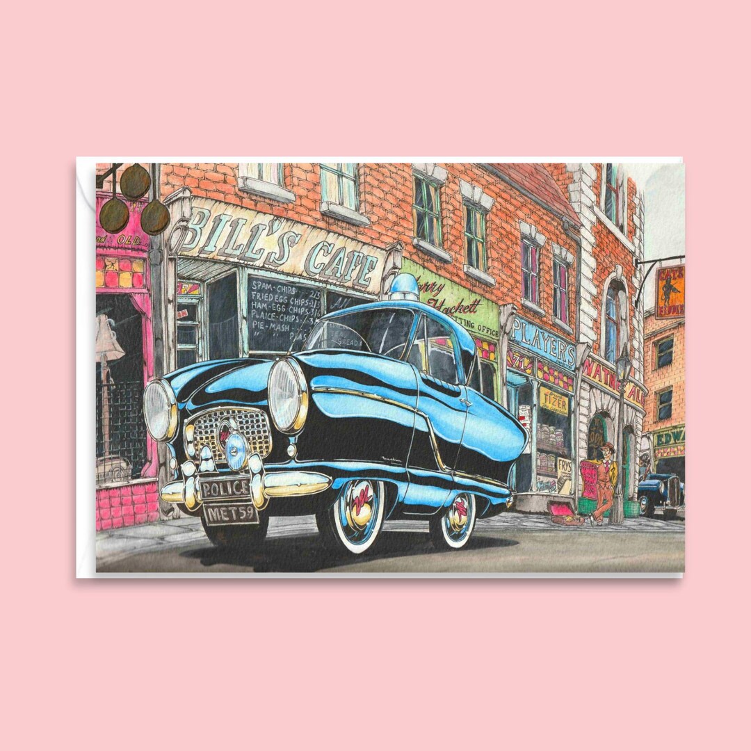 Nostalgia Police Car Greeting Card and Envelope Featuring an Original ...