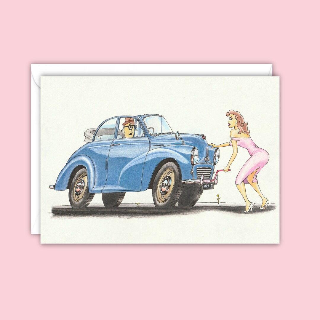 Humour Greeting Card Mid-century Nostalgia Classic Car Art - Etsy