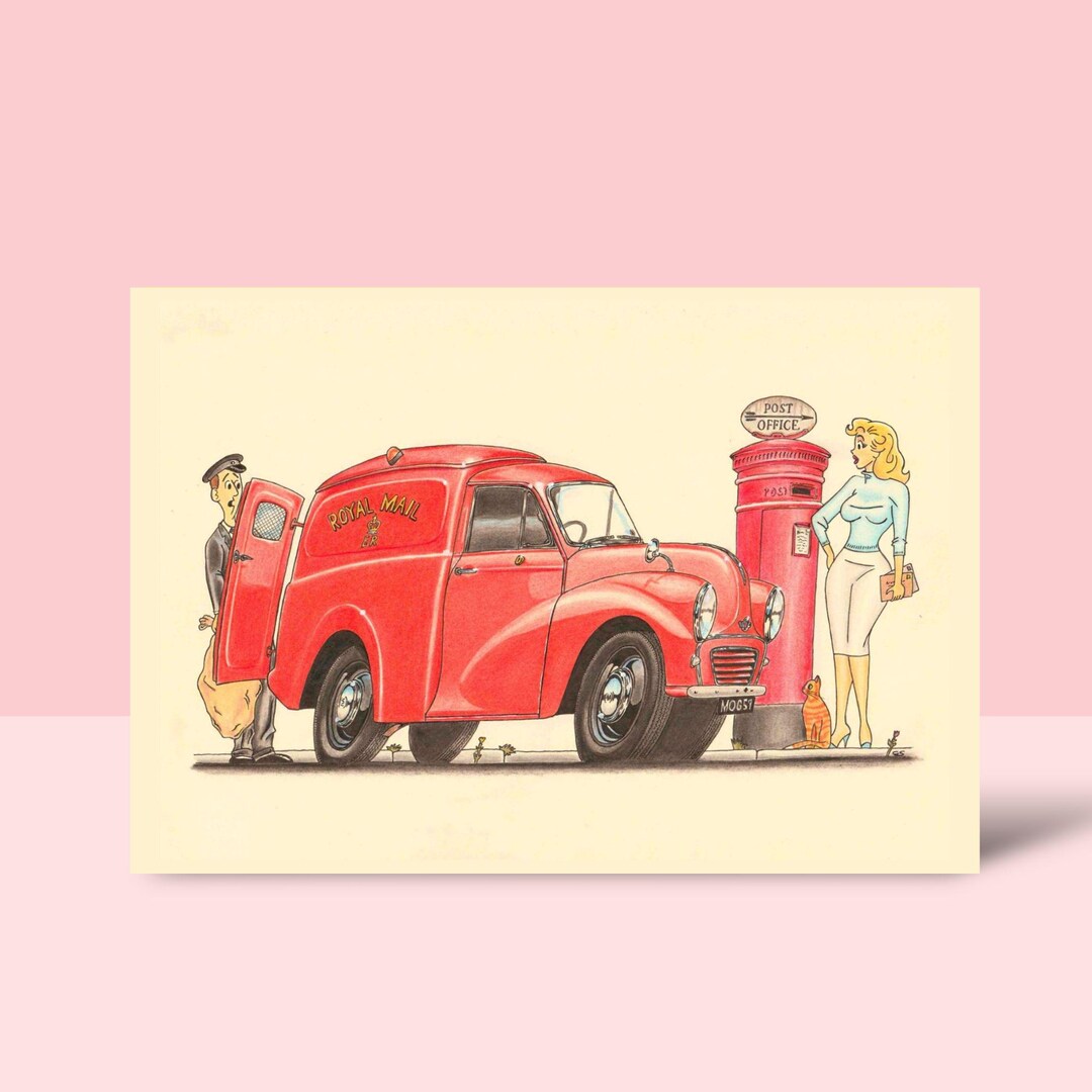 Nostalgia Post Van Greeting Card and Envelope With a Hand Drawn Mid ...
