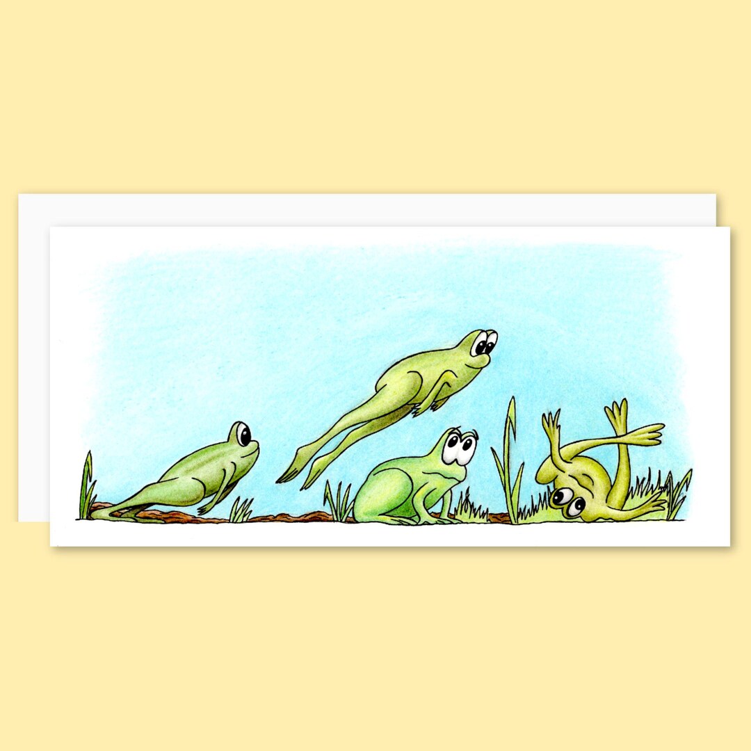 Leap Frogs Card - Funny Greeting Card With a Hand Drawn Illustration ...