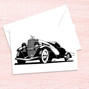 Classic American Car Greeting Card, Printed From A Hand Drawn Pen and ...