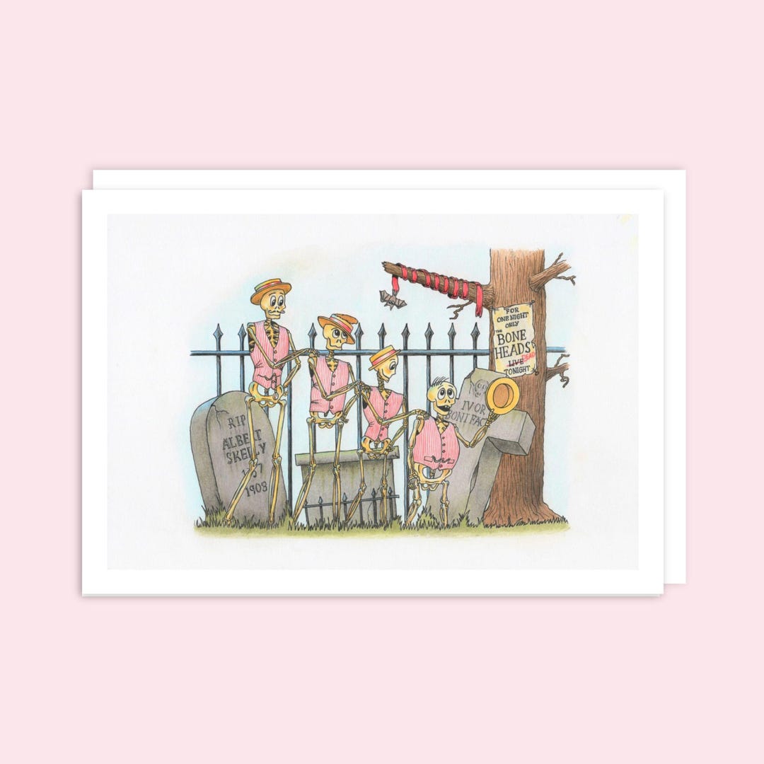 Funny Birthday Card - Skeleton Greeting Card With an Original Art ...