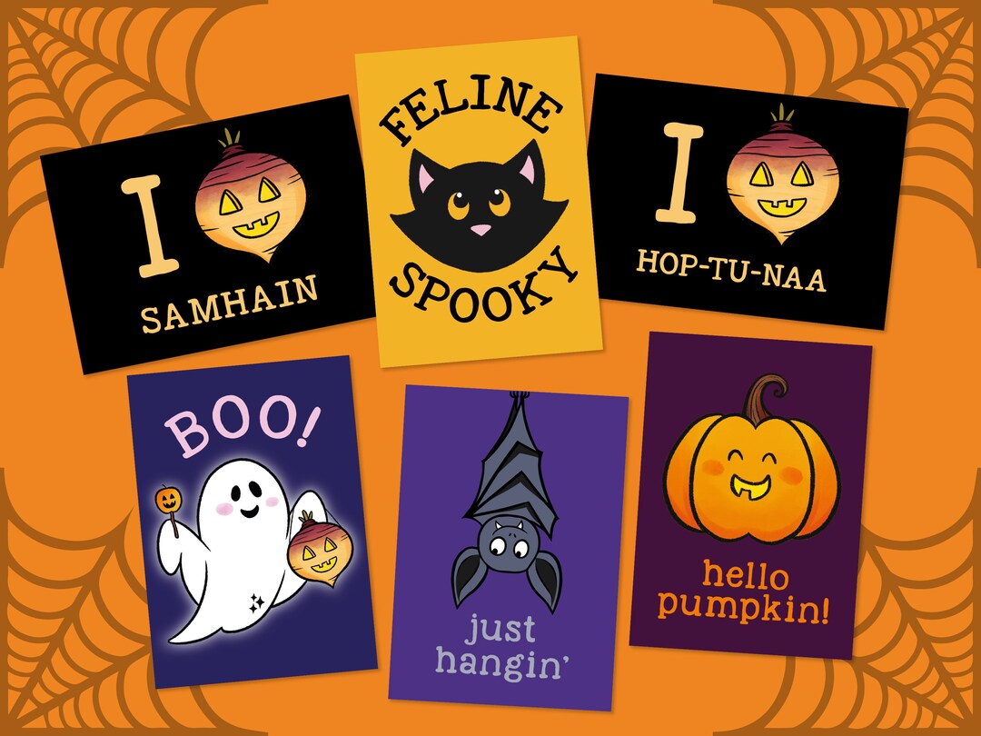 Cute Halloween Postcards Spooky Kids Postcards A6 Print Kids Halloween ...
