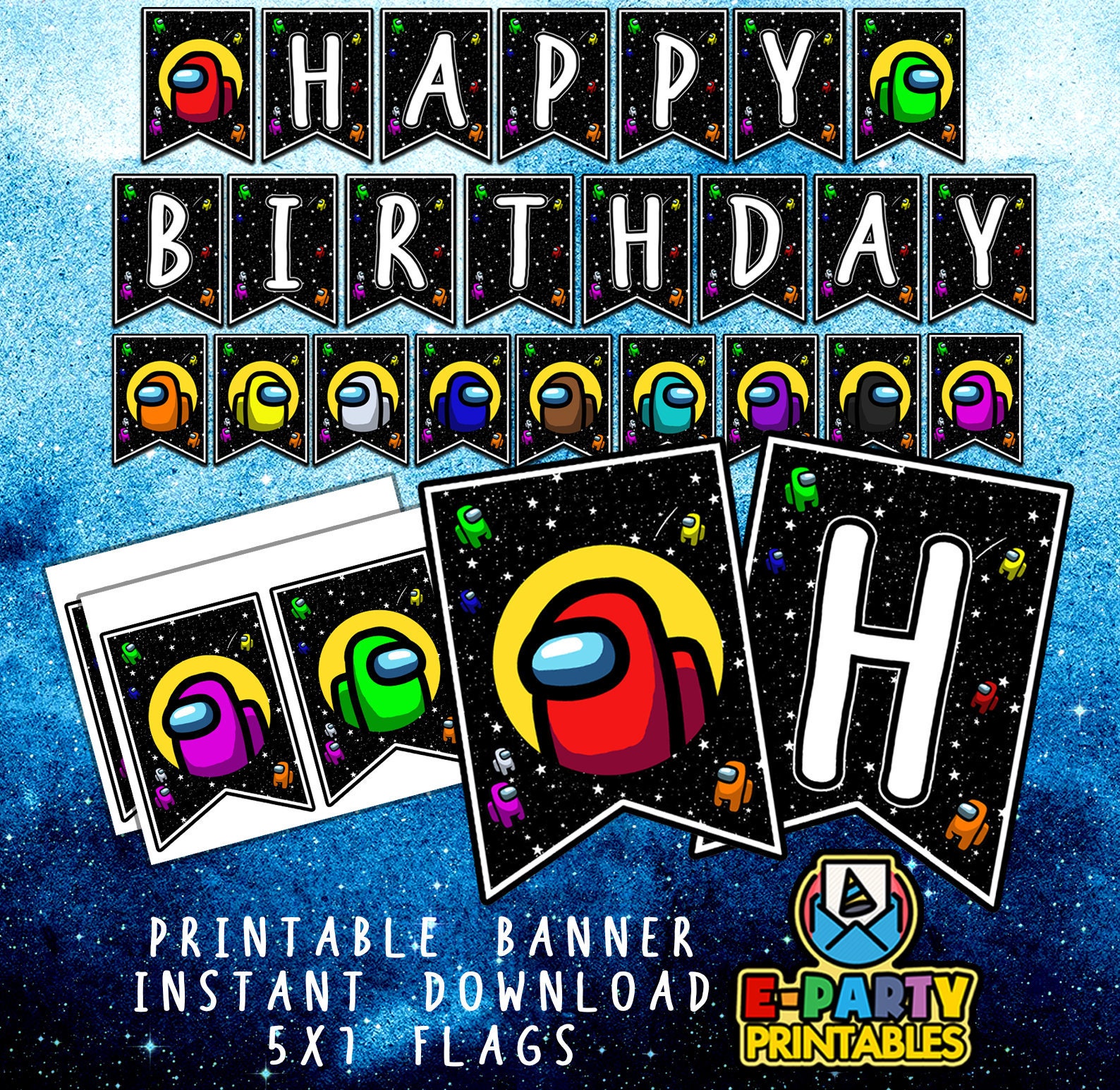 Among Us Happy Birthday Banner