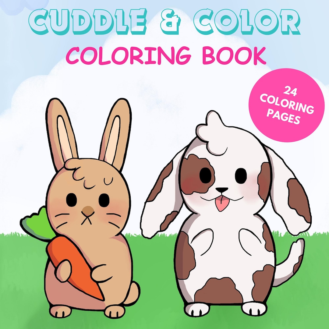 Cuddle & Color : Cute Coloring Book With Animals - 24 Illustrations ...