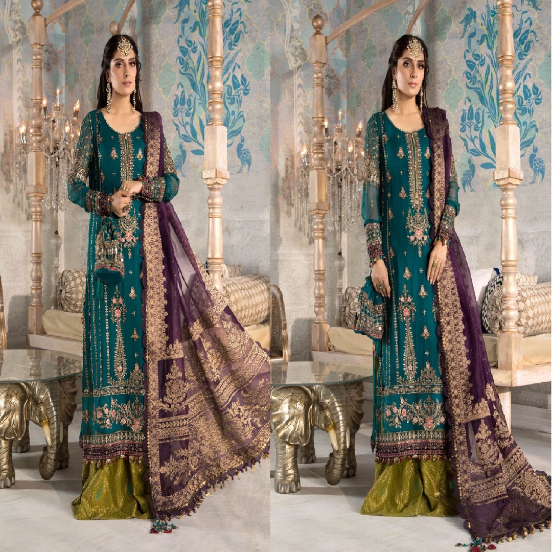 Custom Stitched Pakistani Indian Wedding Dresses Maria B Embroidered ...