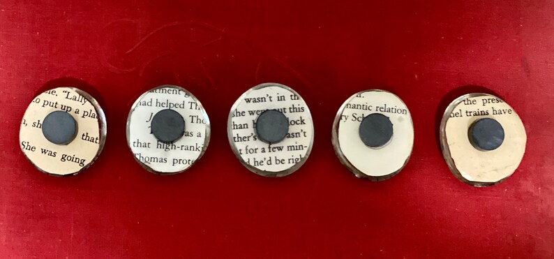 A Set of 5 Book Page Magnets - Etsy