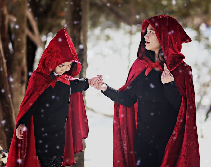 Burgundy Red Riding Hood Stretch Velvet Cape Costume Cape - Etsy
