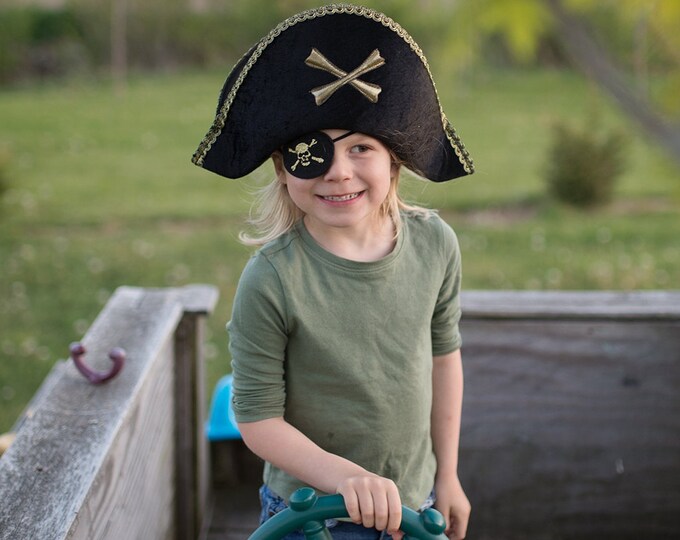 Black Captain Hook Hat, Pirate Costume, Captain Hook Hat, Pirate Hat ...