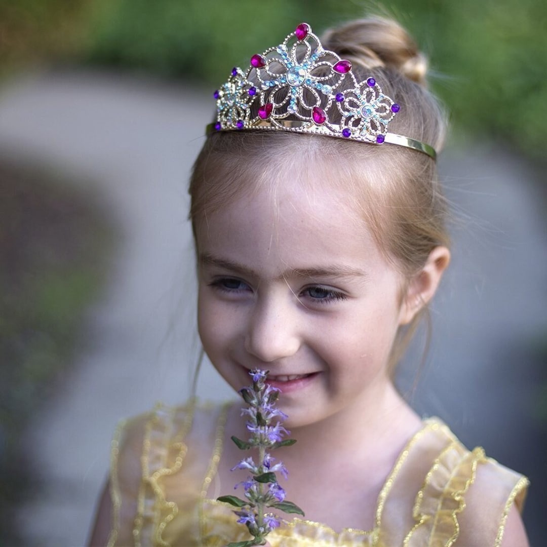 Bejewelled Tiara, Gold Metal Taira With Multi Gems, Kids Gold Tiara ...