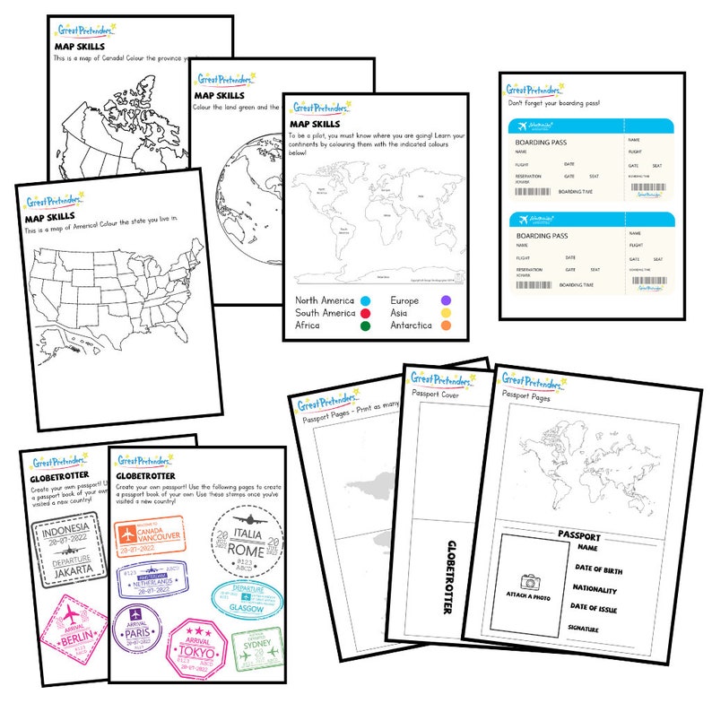 Kids Pilot Themed Learning Materials and Activities Pretend - Etsy