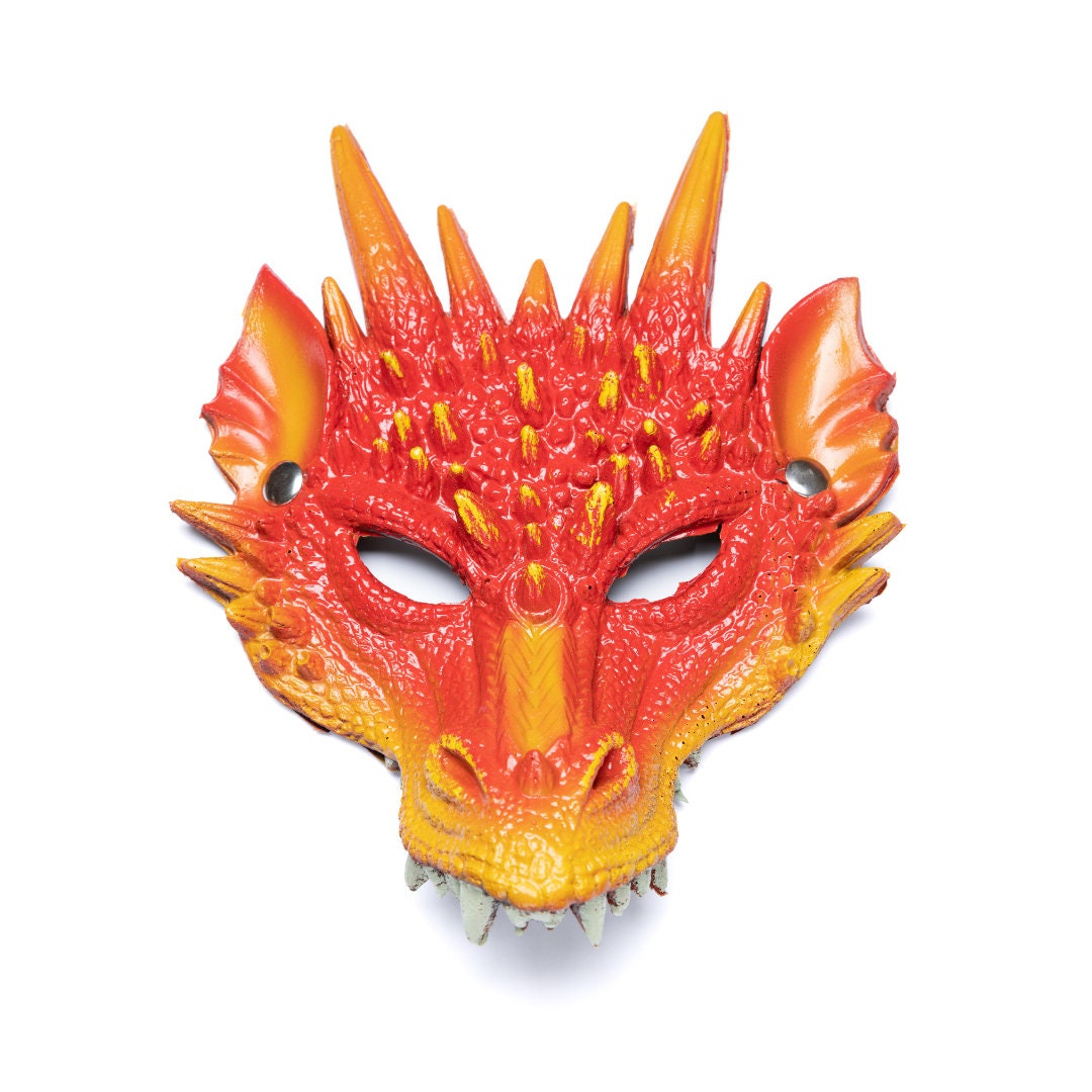 Red and Orange Dragon Mask, Kids Rubberized Dragon Mask, Kids Mask ...