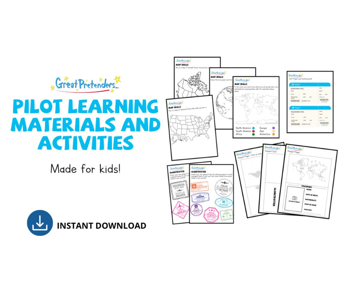 Kids Pilot Themed Learning Materials and Activities Pretend - Etsy