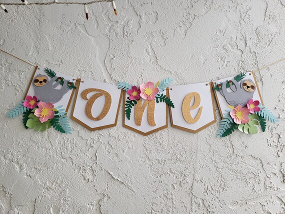 Sloth High Chair Banner sloth One Banner first Birthday | Etsy