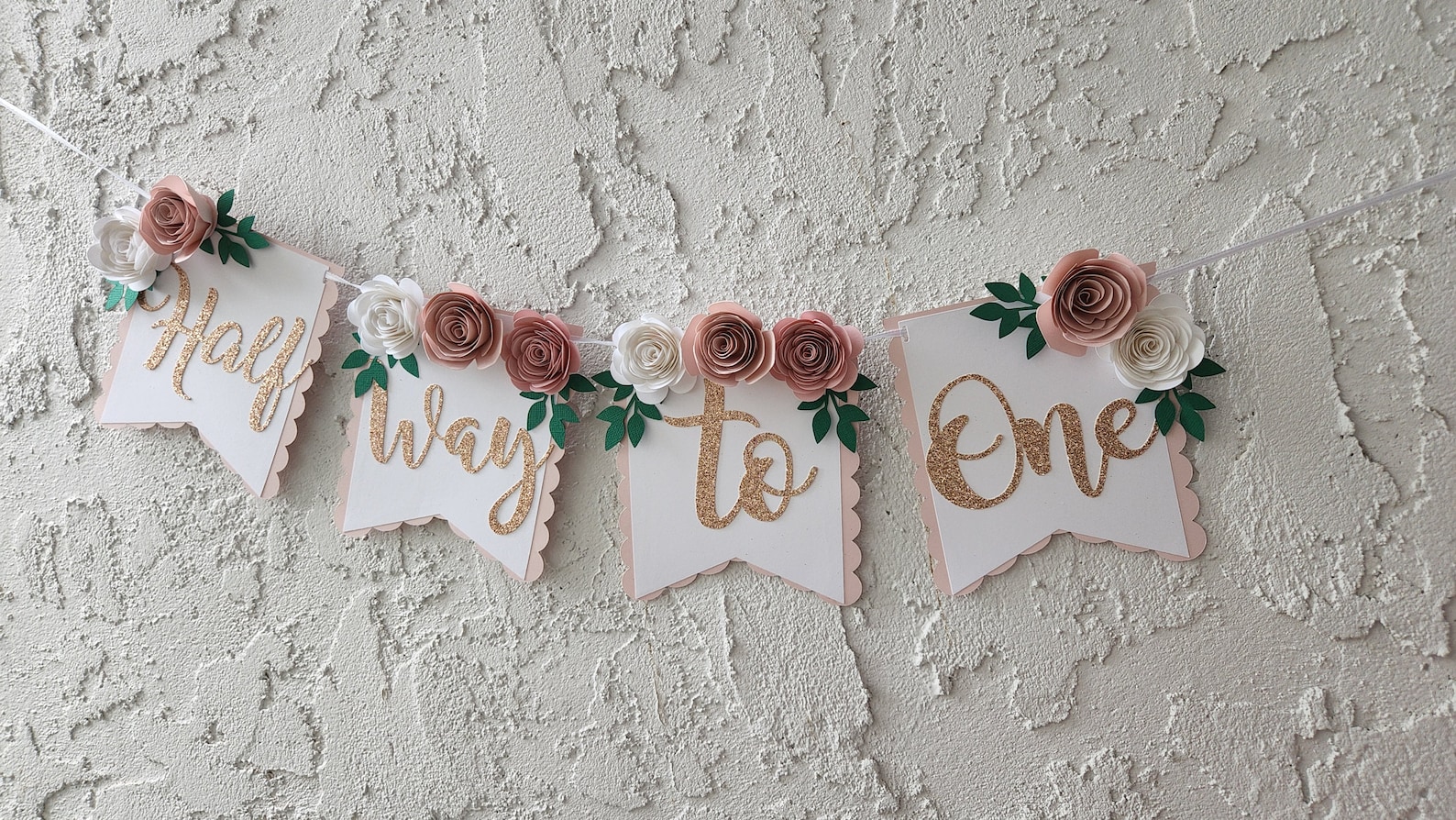 Princess Halfway to One Banner: Blush Pink Floral 1/2 Birthday - Etsy