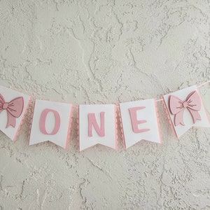 Bow Birthday,pink Girl Birthday Banner,bow Party Decor, First Bow ...