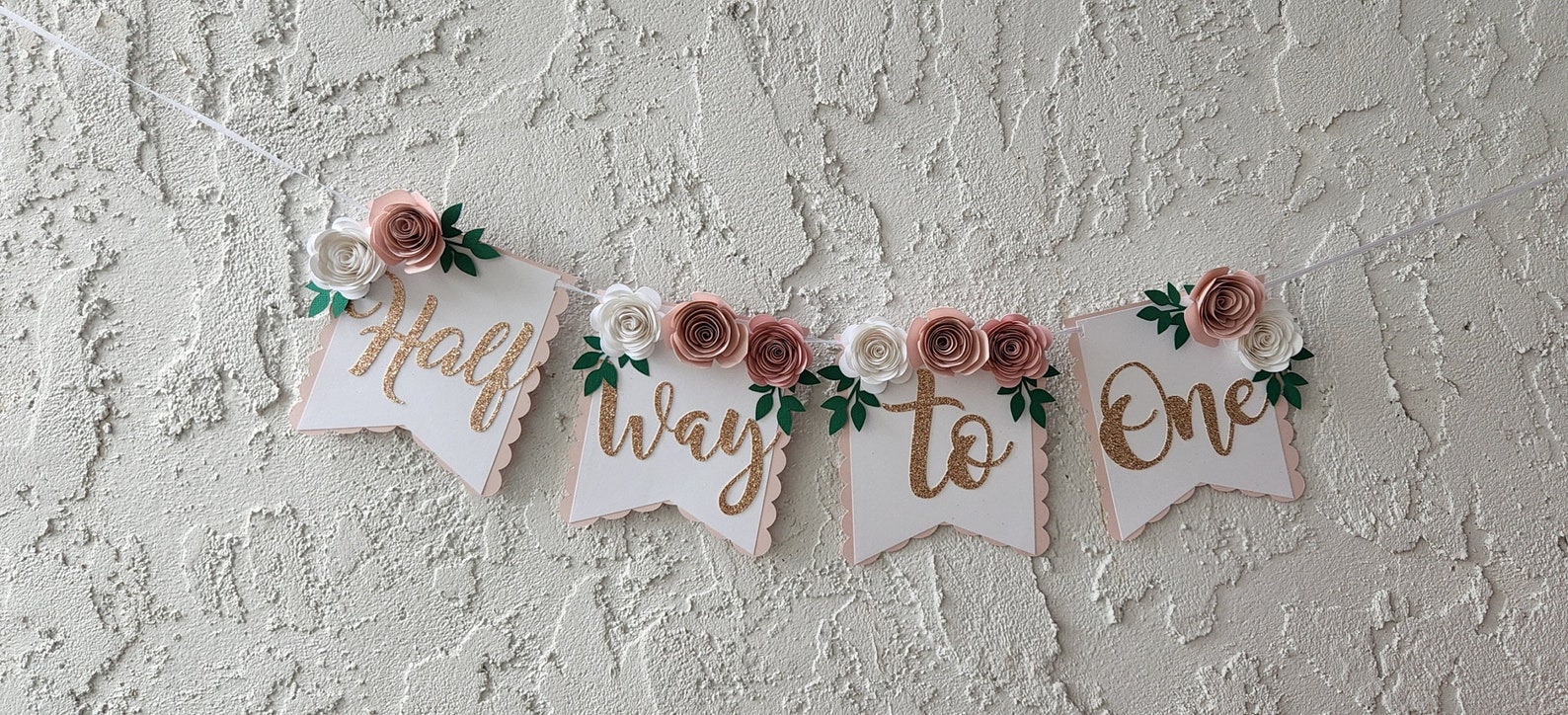 Princess Halfway to One Banner: Blush Pink Floral 1/2 Birthday - Etsy