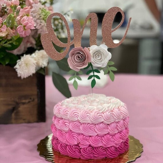 One Cake Topper1st Cake Topper Floral Cake Topper Happy - Etsy