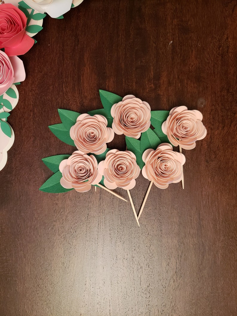 Floral Cupcake Topper Rose Cupcake Toppers Baby Shower - Etsy