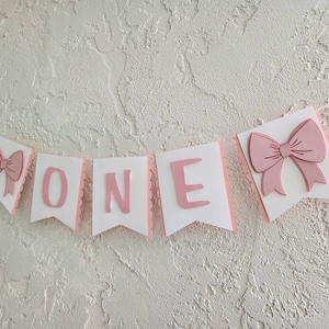 Bow Birthday,pink Girl Birthday Banner,bow Party Decor, First Bow ...