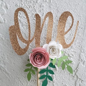 One Cake Topper,1st Cake Topper, Floral Cake Topper, Happy Birthday ...