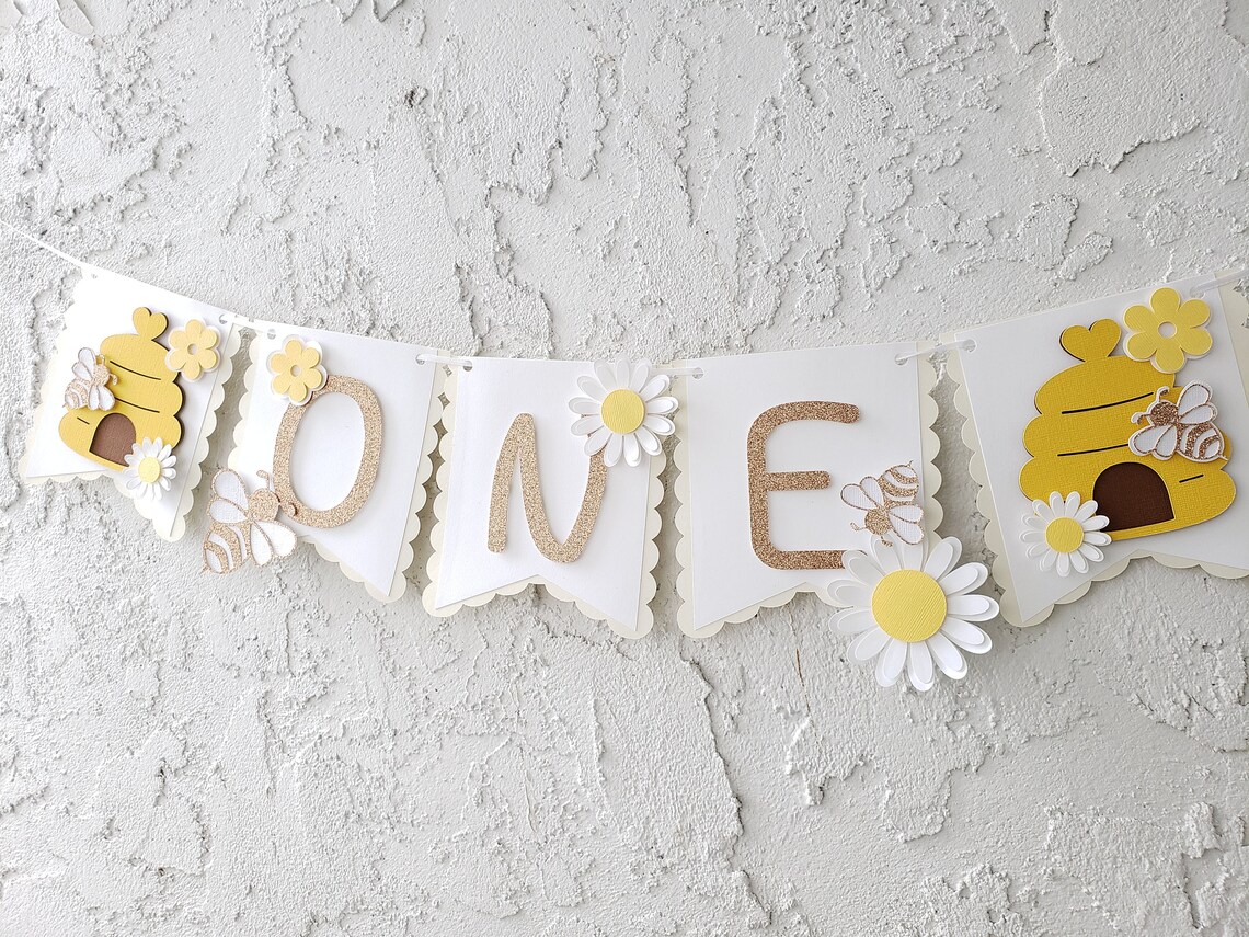 Bee one bannerBee banner Bumble Bee high chair banner Daisy | Etsy