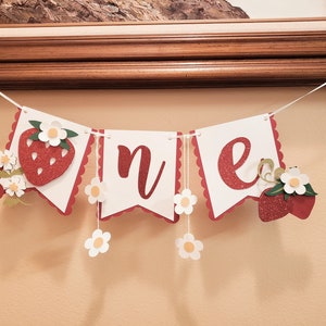 Strawberry One Banner, Berry High Chair Banner, Strawberry First ...