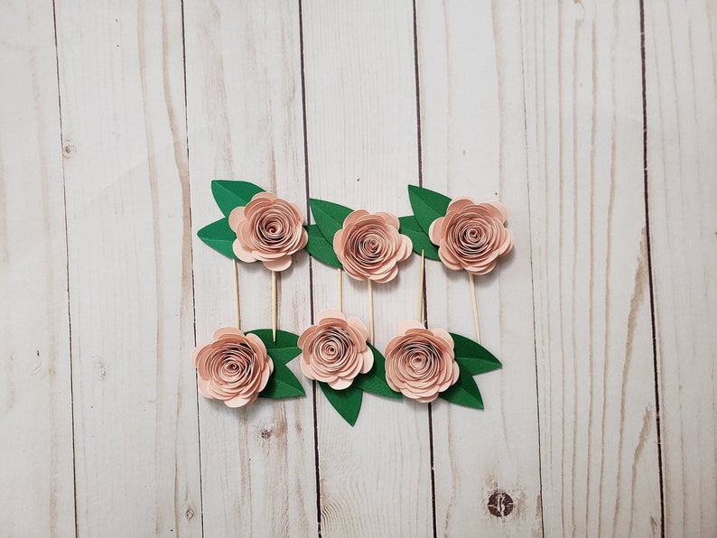 Floral Cupcake Topper Rose Cupcake Toppers Baby Shower - Etsy
