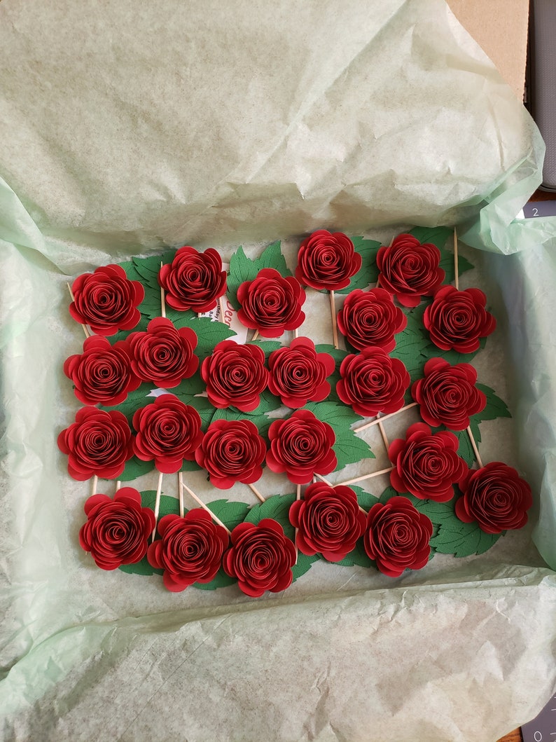 Floral Cupcake Topper Rose Cupcake Toppers Baby Shower - Etsy