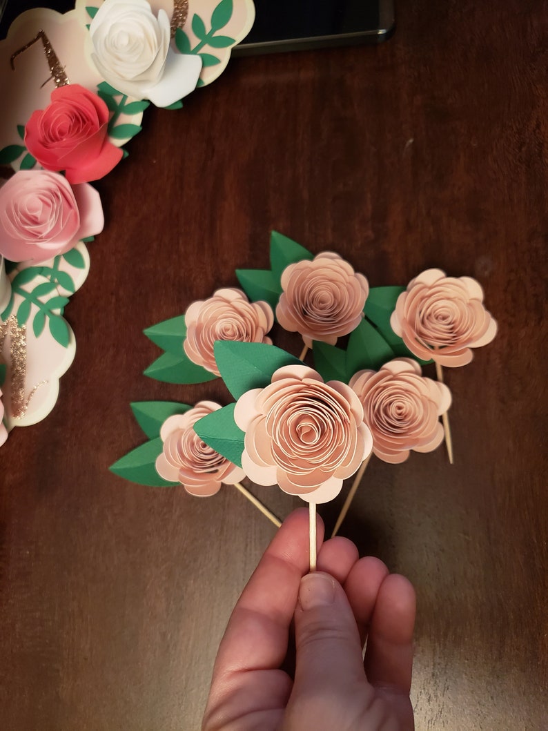 Floral Cupcake Topper Rose Cupcake Toppers Baby Shower - Etsy
