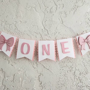 Bow Birthday,pink Girl Birthday Banner,bow Party Decor, First Bow ...