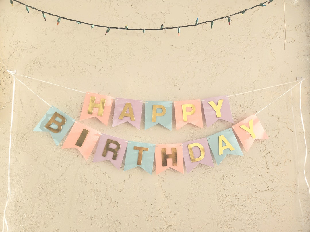 Pastel Rainbow Happy Birthday Banner: Princess Party Decor. - Etsy
