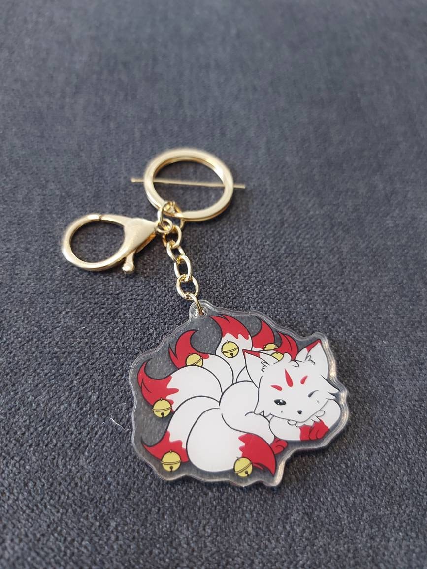 Cute 7 tailed fox keychain | Etsy